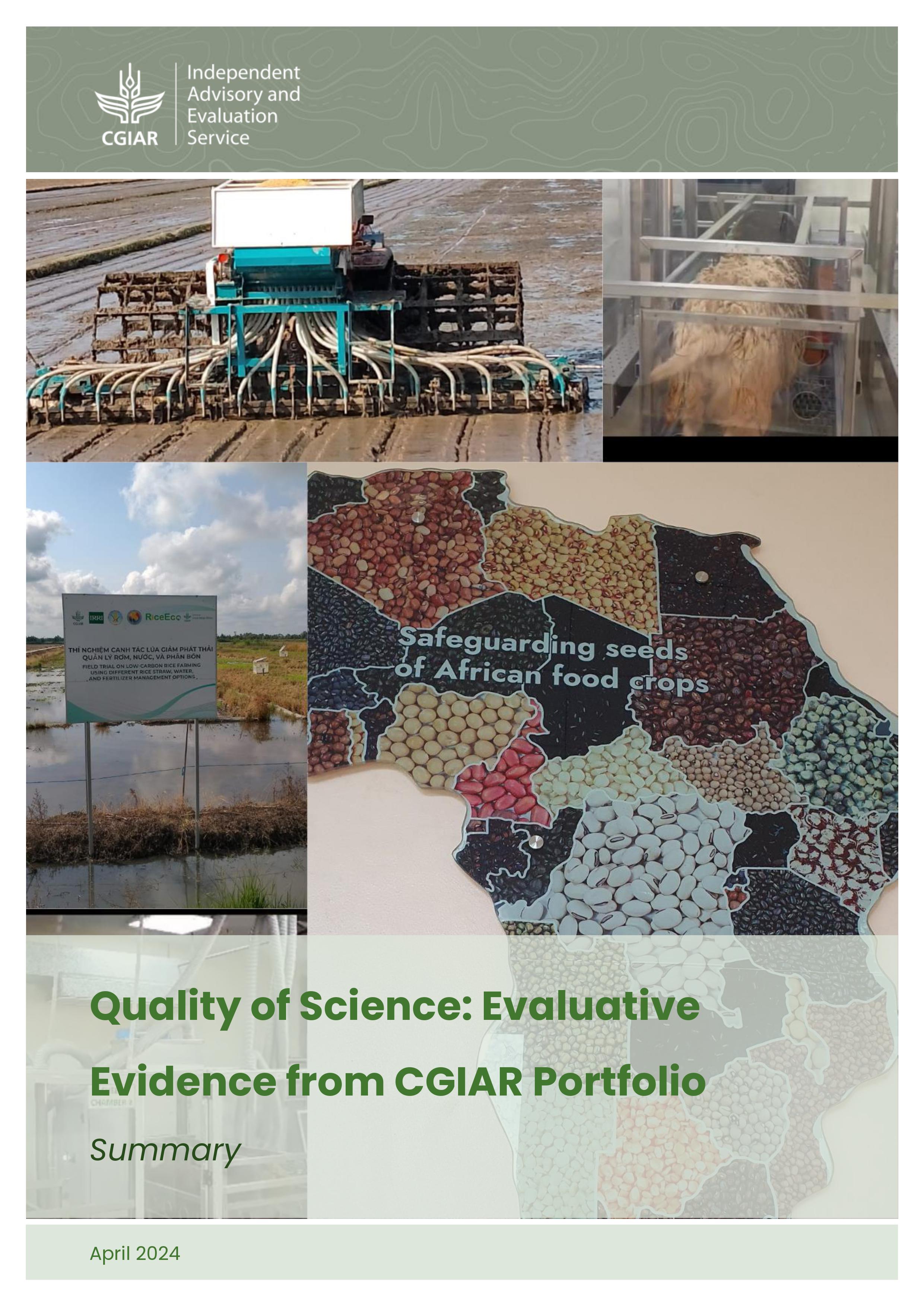 Quality of Science: Evaluative Evidence from CGIAR Portfolio Summary | IAES | CGIAR Independent ...